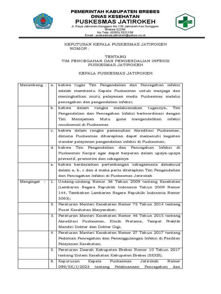 Pembentukan Tim PPI Puskesmas Jatirokeh | PDF | Sains & Matematika