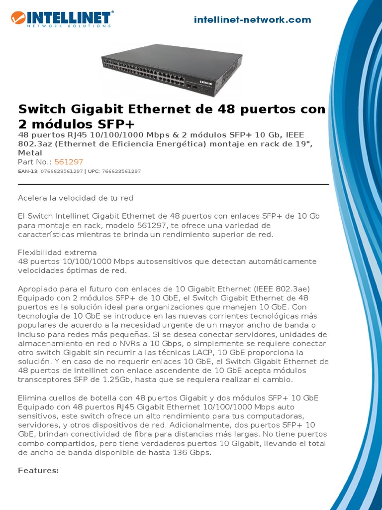 Ficha Tecnica Switch Gigabit de 48 Puertos | PDF