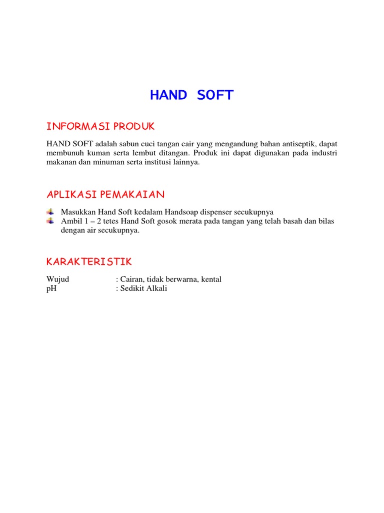 Brosur & Msds Hand Soft | PDF
