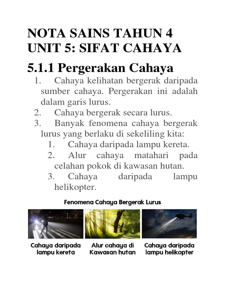 NOTA SAINS TAHUN 4 UNIT 5 | PDF