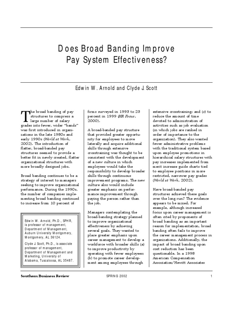 Chapter 5 Does Broad Banding Improve Pay System Effectiveness | PDF ...