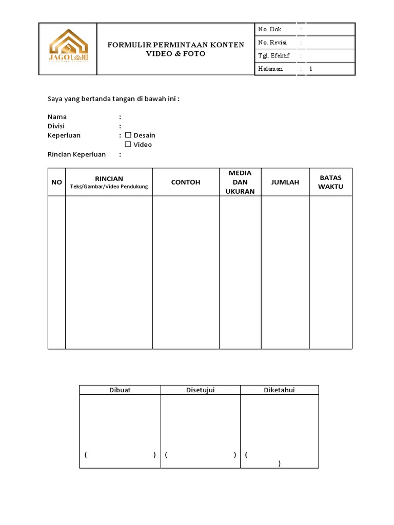 Form Pengajuan Desain Dan Video | PDF