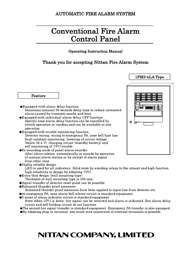 Nittan Fire Alarm Control Panel Manual | PDF | Switch | Fuse (Electrical)