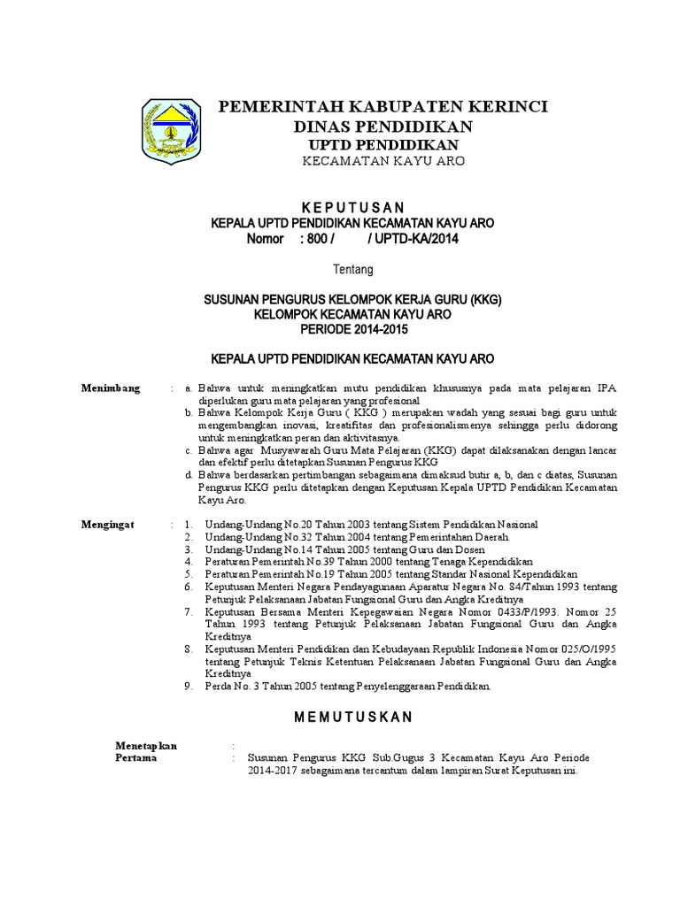 Contoh Format SK MGMP | PDF | Karier & Perkembangan