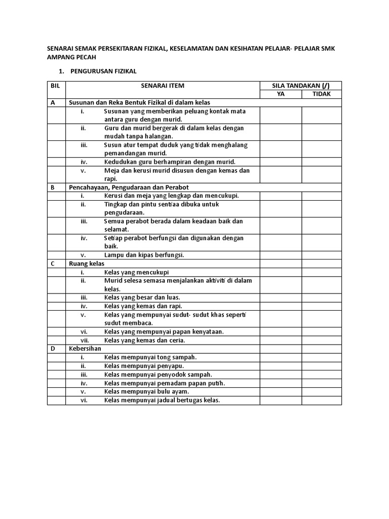 Senarai Semak Pemantauan Keselamatan 4K | PDF