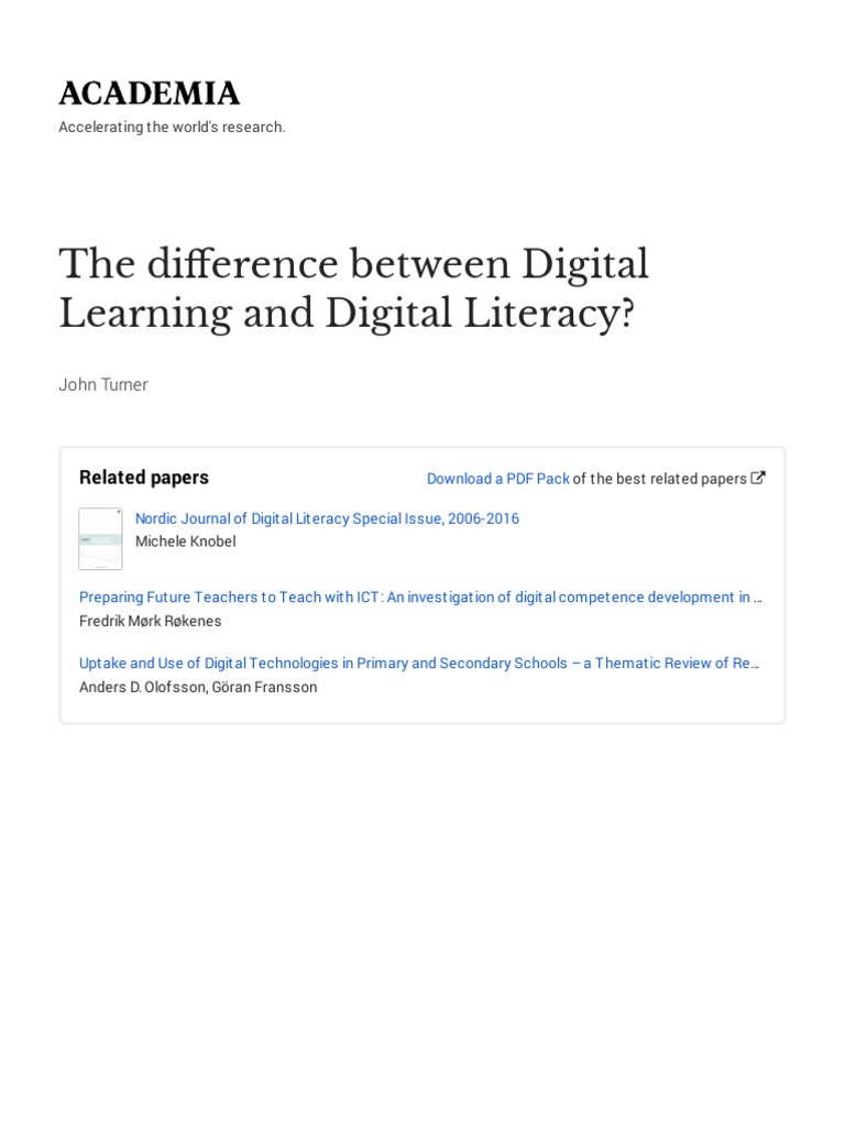 The Difference Between Digital Learning and Digital Literacy - With ... The Difference Between Digital Learning and Digital Literacy - With ...
