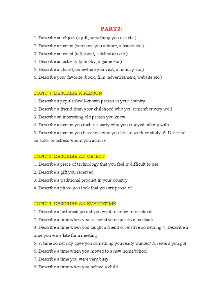 PART2 Speaking | PDF