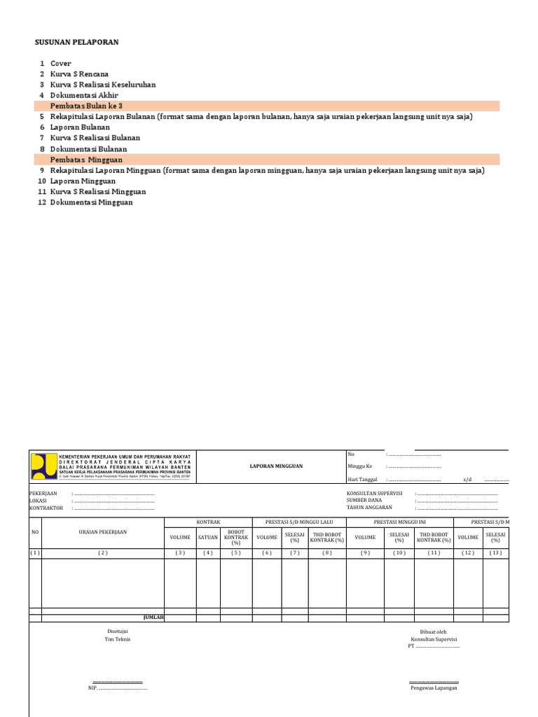 Format Pelaporan Konsultan | PDF