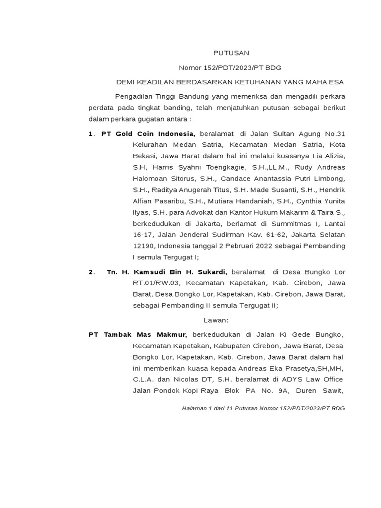 Salinan Putusan 152 PDT 2023 PT BDG | PDF