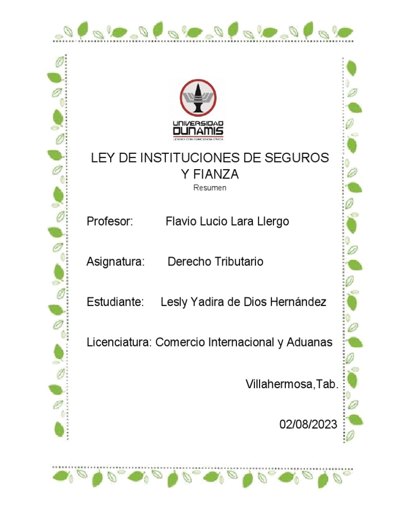 Ley de Seguros y Fianzas 2013 | PDF | Seguro | Póliza de seguros