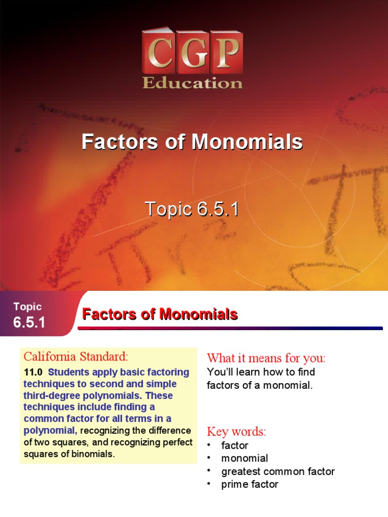 2factors of Monomials | PDF | Factorization | Length