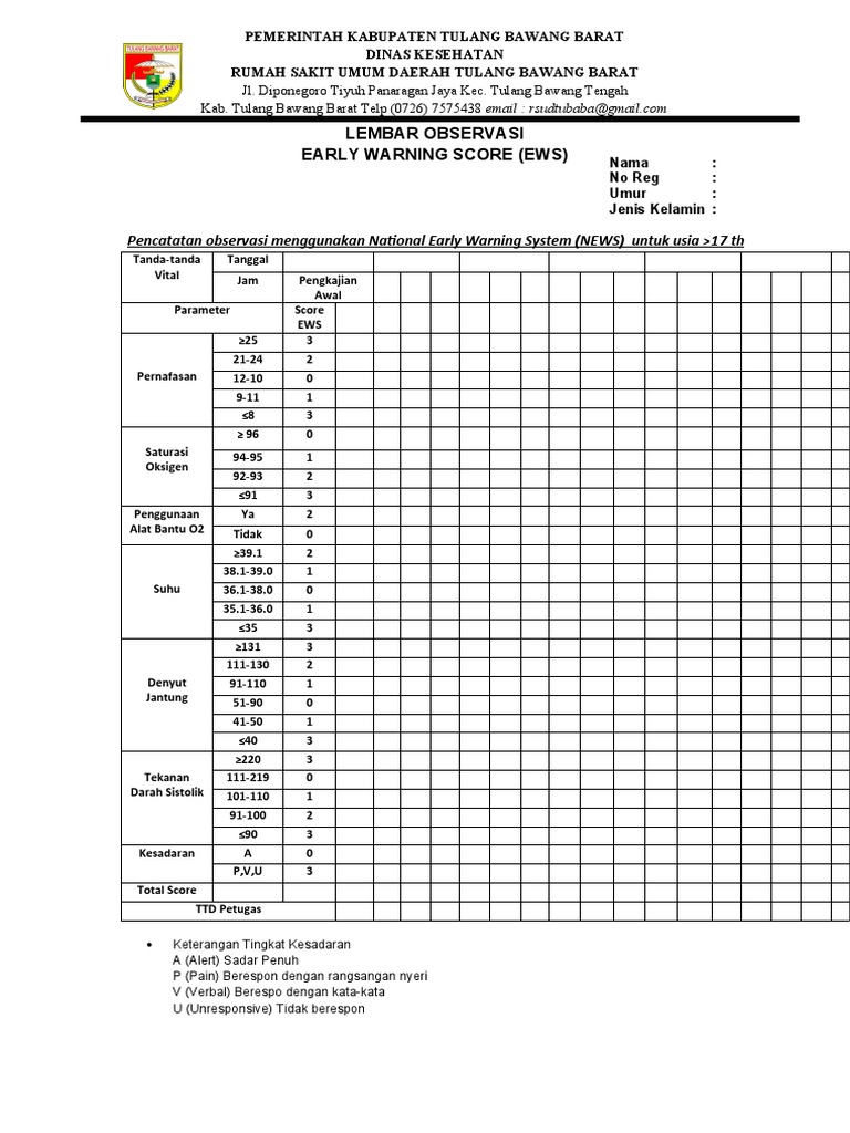 EWS Lembar Observasi | PDF