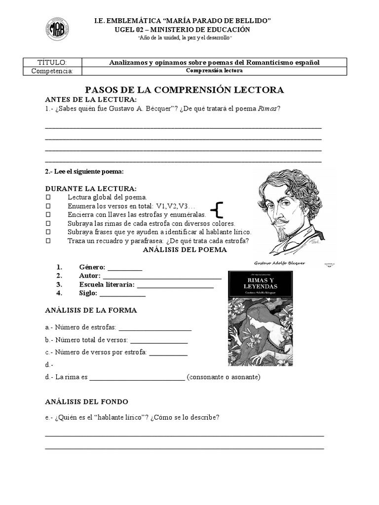 Ficha de Trabajo 2 - Gustavo Adolfo Bécquer | PDF