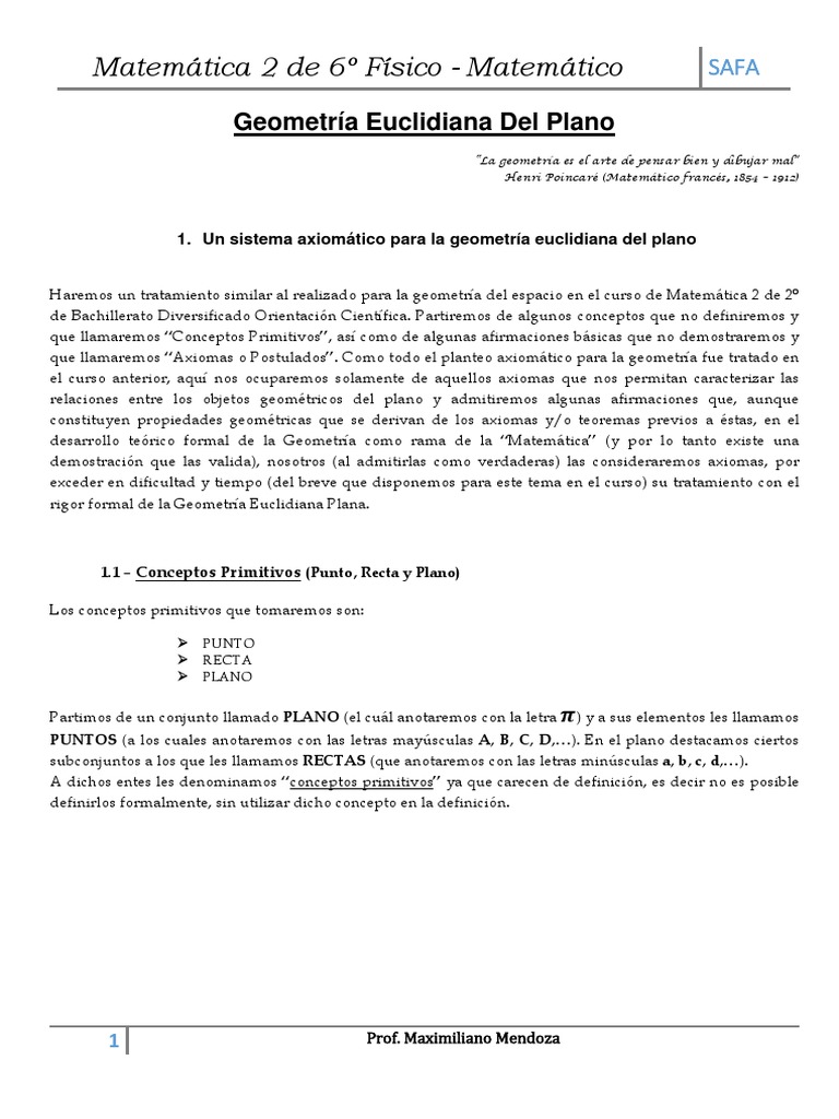 Teórico 1 Geometría Euclidiana Del Plano Pdf Geometría Triángulo
