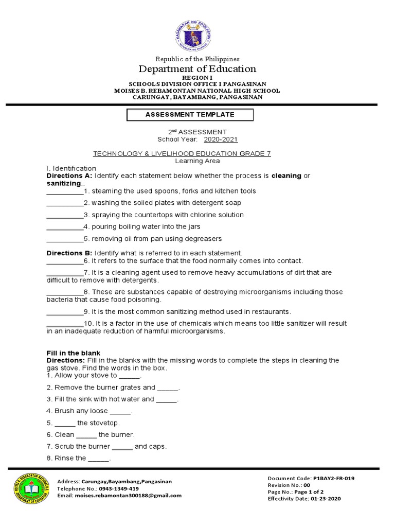 Tle 7- 2ndassessment 2nd Quarter | PDF