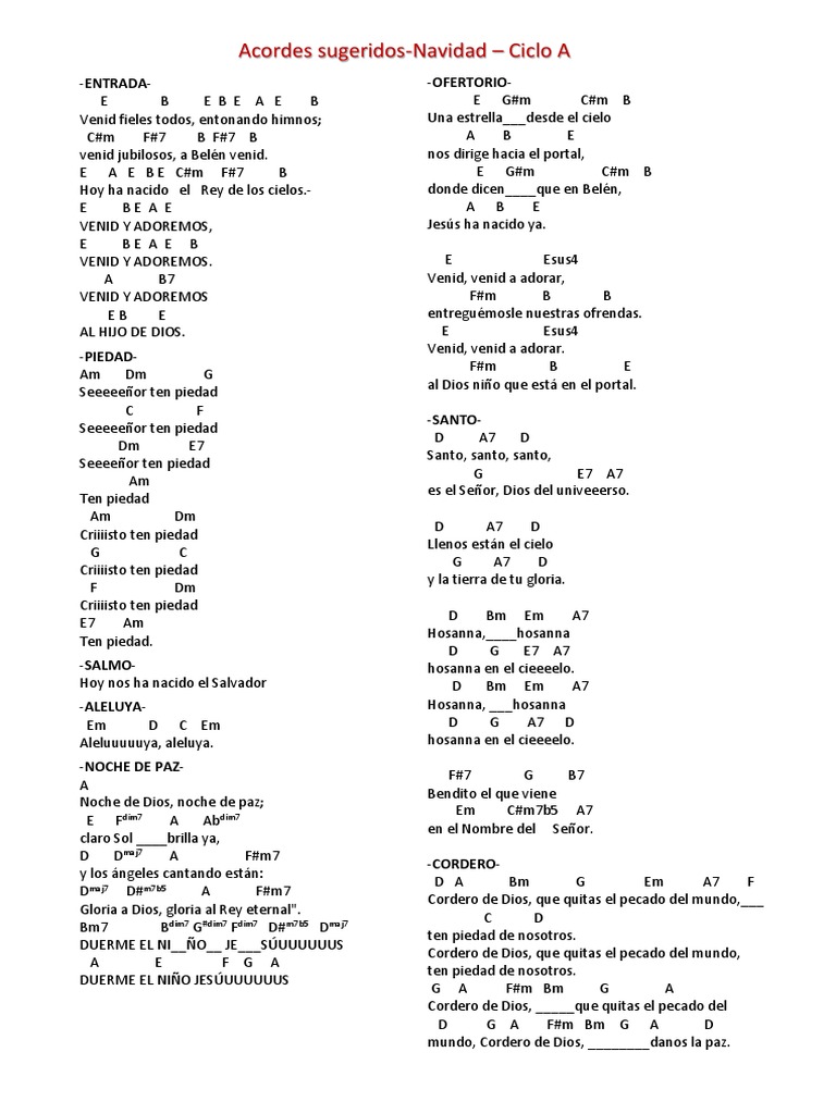 ACORDES NAVIDAD Ciclo A | PDF