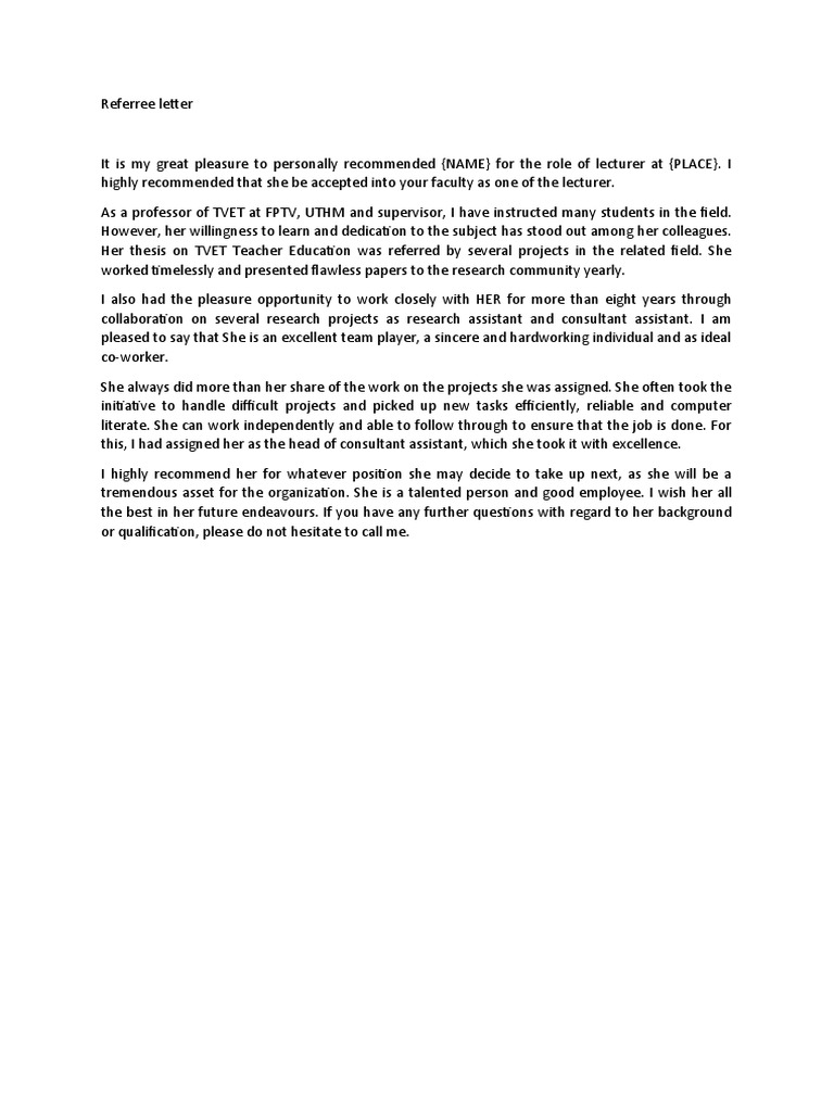 Referee Letter | PDF