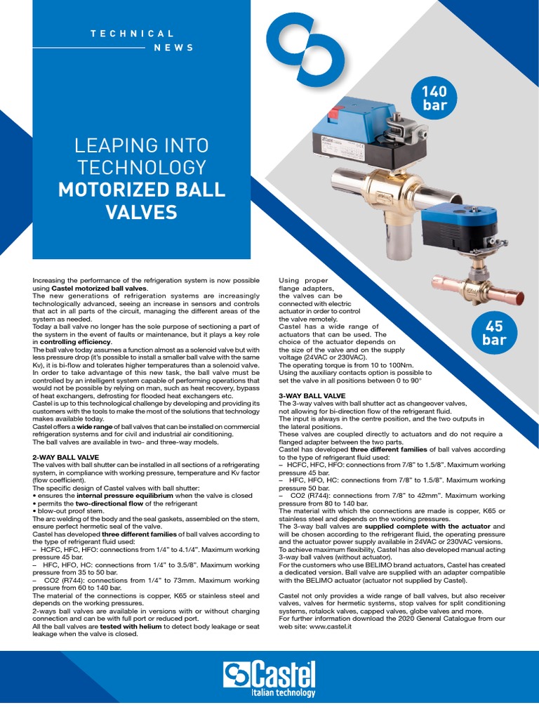 Castel Motorized Ball Valves Overview | PDF | Valve | Actuator