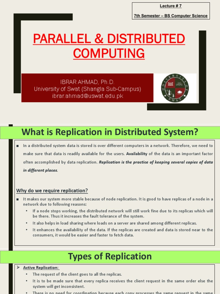 Lecture 7 Pdc Pdf Replication Computing Information Technology 1805