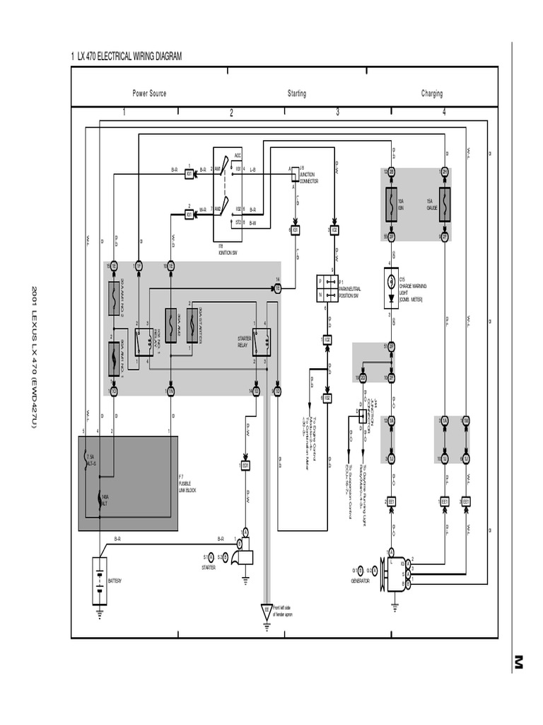 1 LX 470 Electrical Wiring Diagram: Charging Starting Power Source | PDF