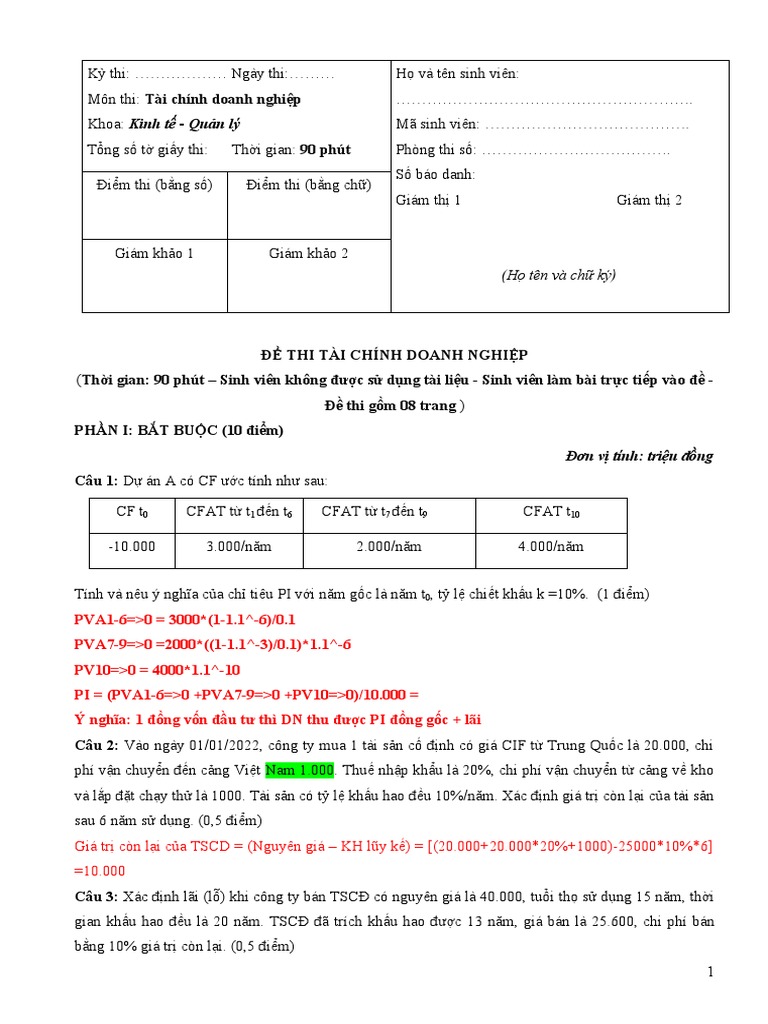 De02 Đáp Án K1N1 2022 | PDF