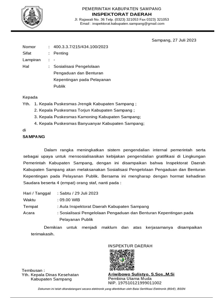 Surat Inspektorat | PDF