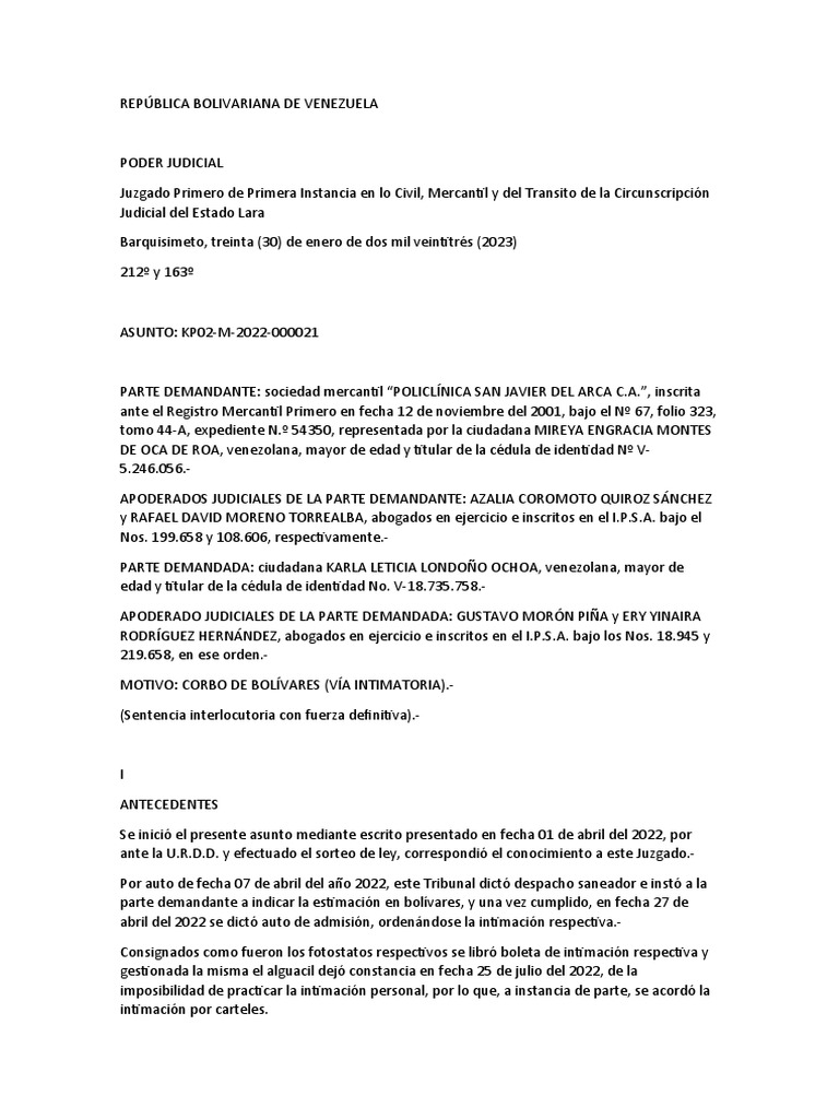 Decisión Tacha | PDF