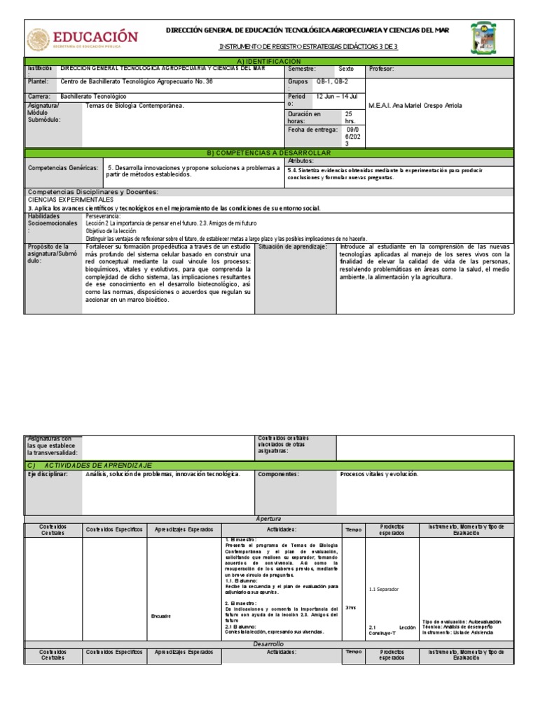 Secuencia TBC 3.3 2023 | PDF | Evaluación | Biotecnología