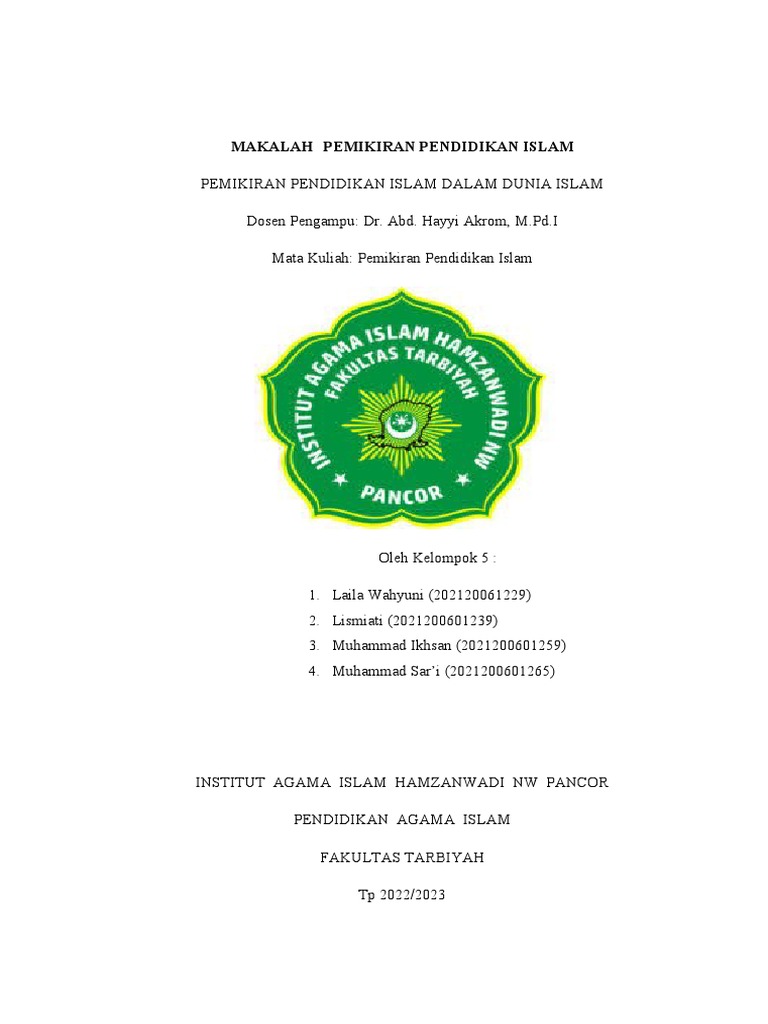Makalah Pemikiran Pendidikan Islam | PDF | Agama & Spiritualitas