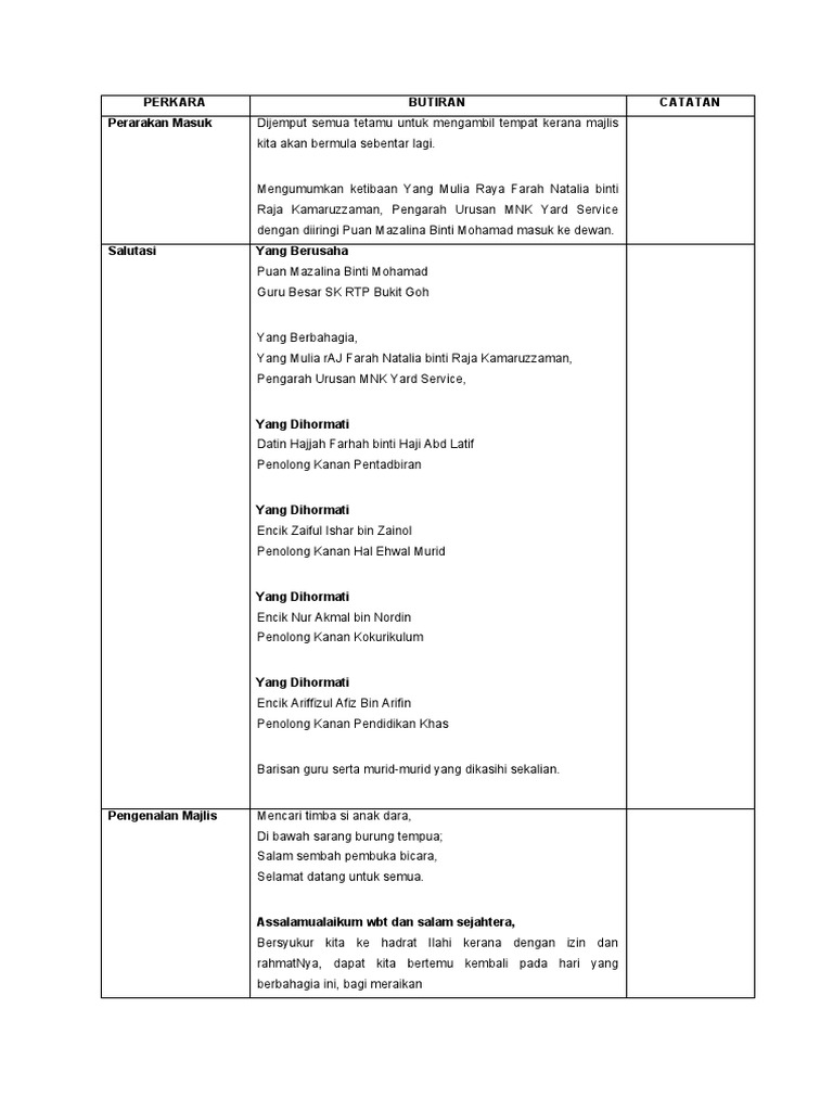 Teks Emcee Majlis Watikah Pelantikan Pengawas | PDF