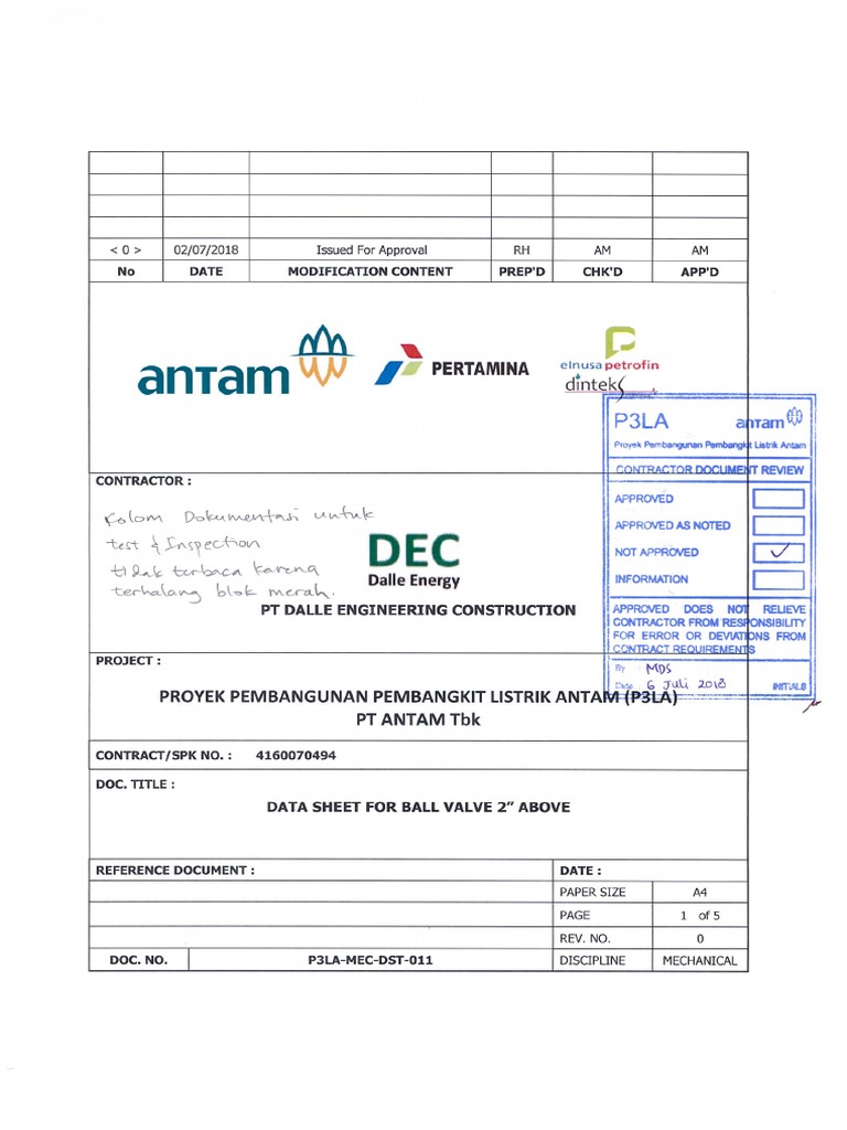 P3LA-MEC-DST-010-Rev0 DS For Ball Valve 2-Above | PDF