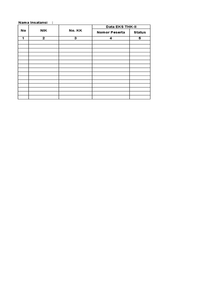 Format Pengisian Pendataan Tenaga Non Asn Tahun 2022 | PDF
