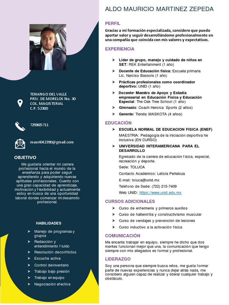 Cv Aldo Mauricio Martinez Zepeda | PDF | Maestros | Aprendizaje
