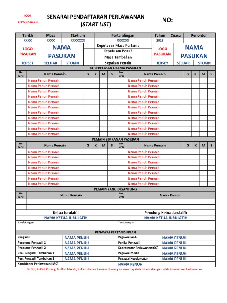 Start List - Liga Malaysia 2023 | PDF
