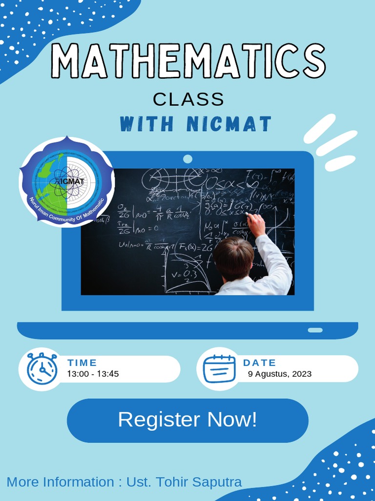 Blue Modern Cute Mathematics Online Class Poster | PDF