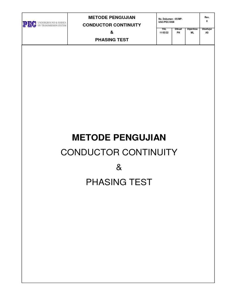 Metode Pengujian Conductor Continuity and Phasing | PDF