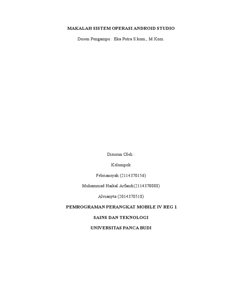 Makalah Sistem Operasi Android Studio | PDF | Teknologi & Rekayasa