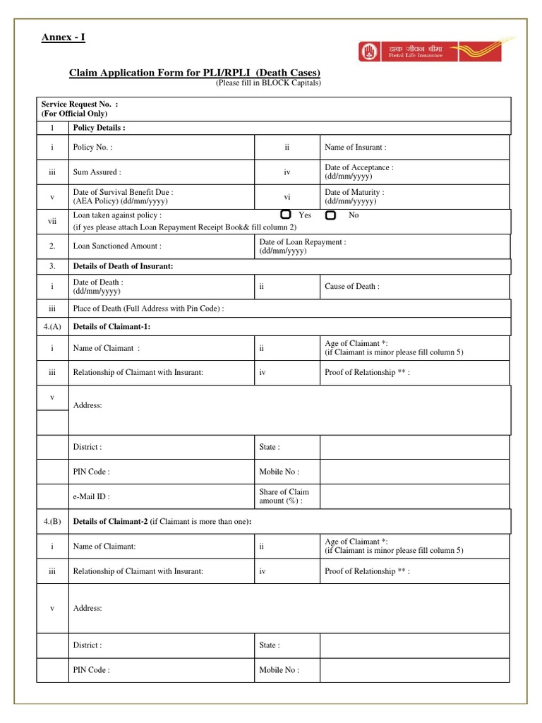 Death Claim Form | PDF | Cheque | Insurance