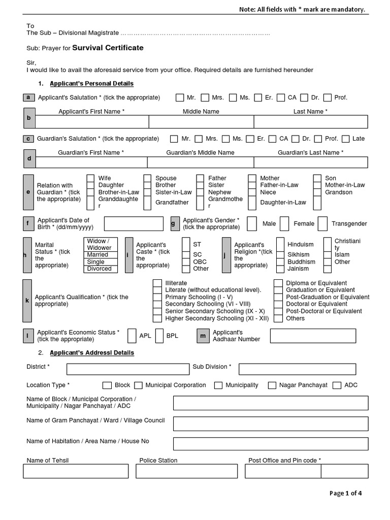Survival Certificate | PDF