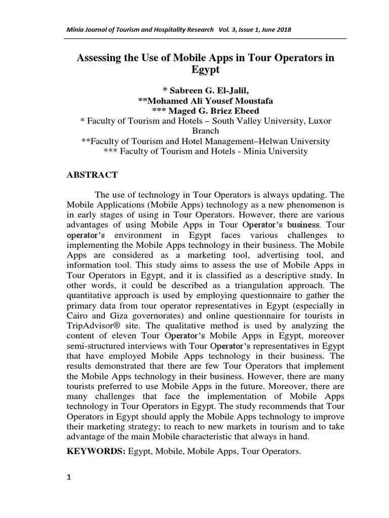Assessing The Use of Mobile Apps in Tour | PDF | Mobile Device | Mobile App