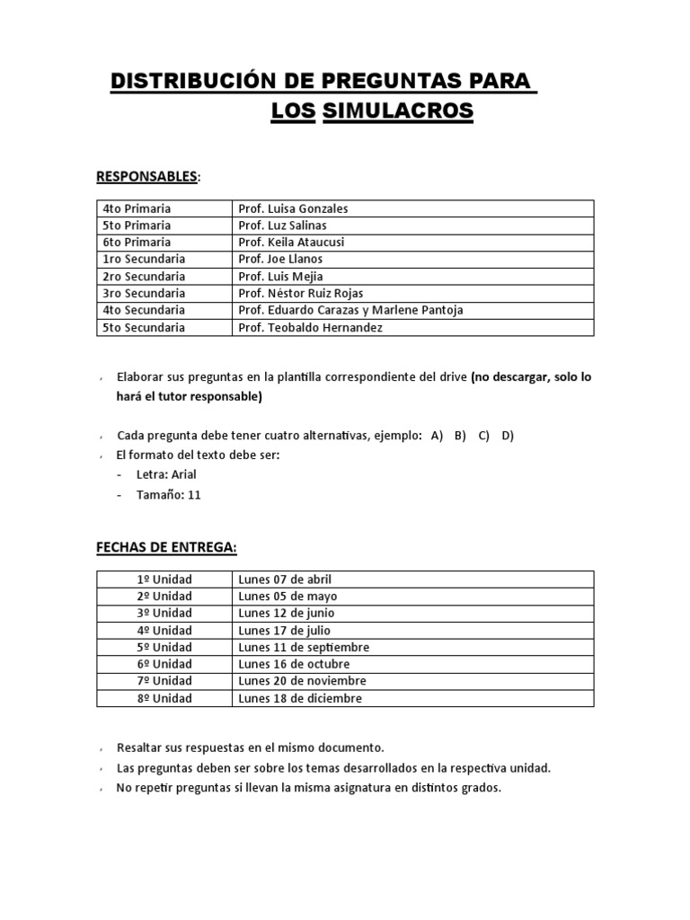 Distribución de Preguntas Simulacro | PDF | Matemáticas | Observación