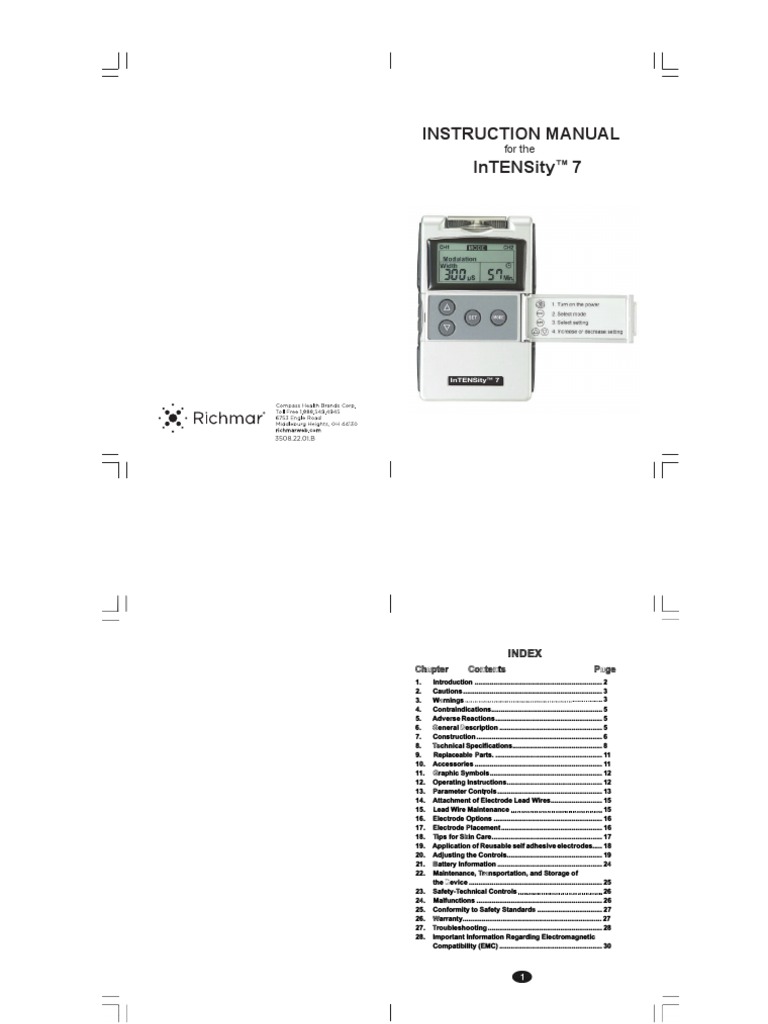 Intensity 7 Digital Tens Unit Di0007 Instruction Manual | PDF