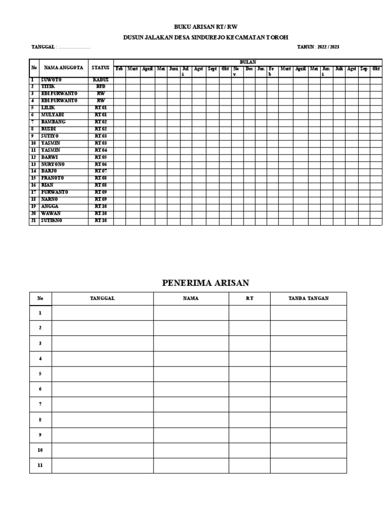 Buku Arisan RT RW | PDF