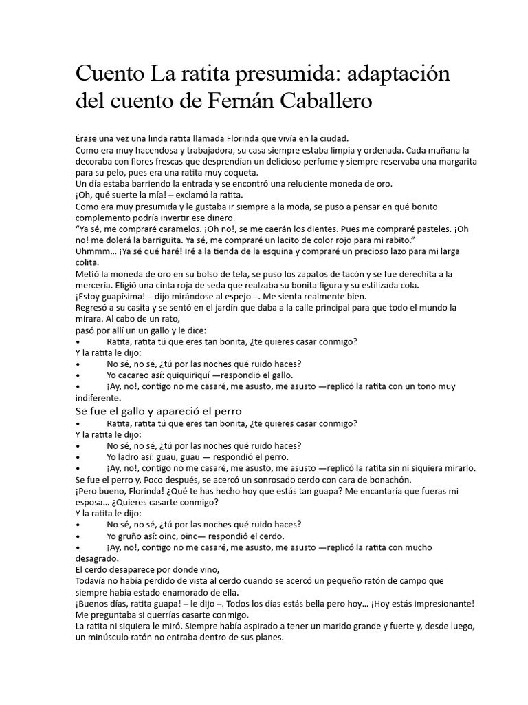 La ratita presumida y su elección | PDF | Gatos | Animales y humanos
