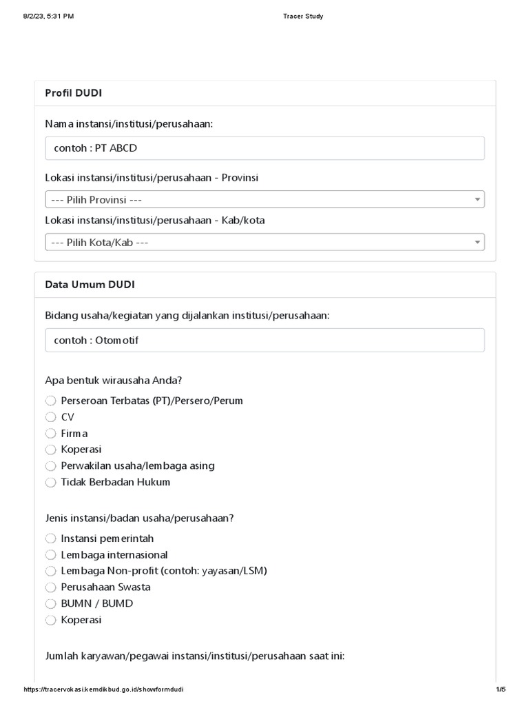 Tracer Study FORM ISIAN DUDI | PDF