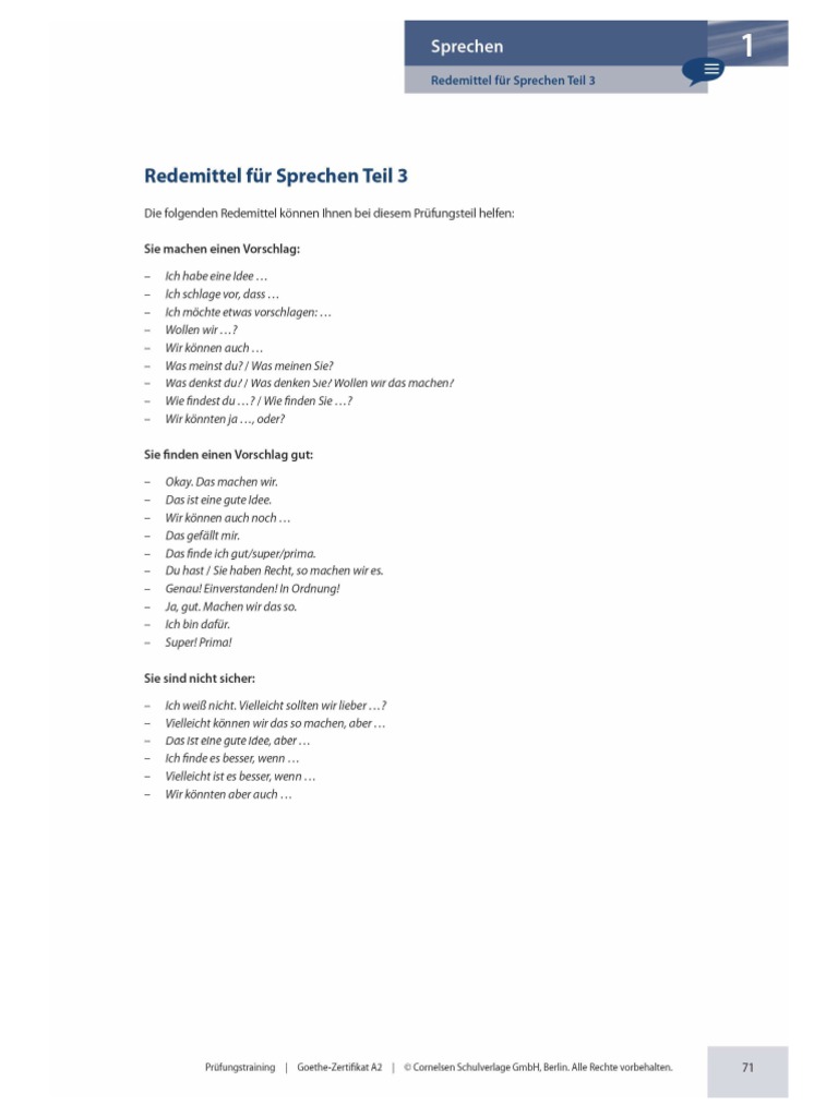 Redemittel Sprechen Teil-3 | PDF