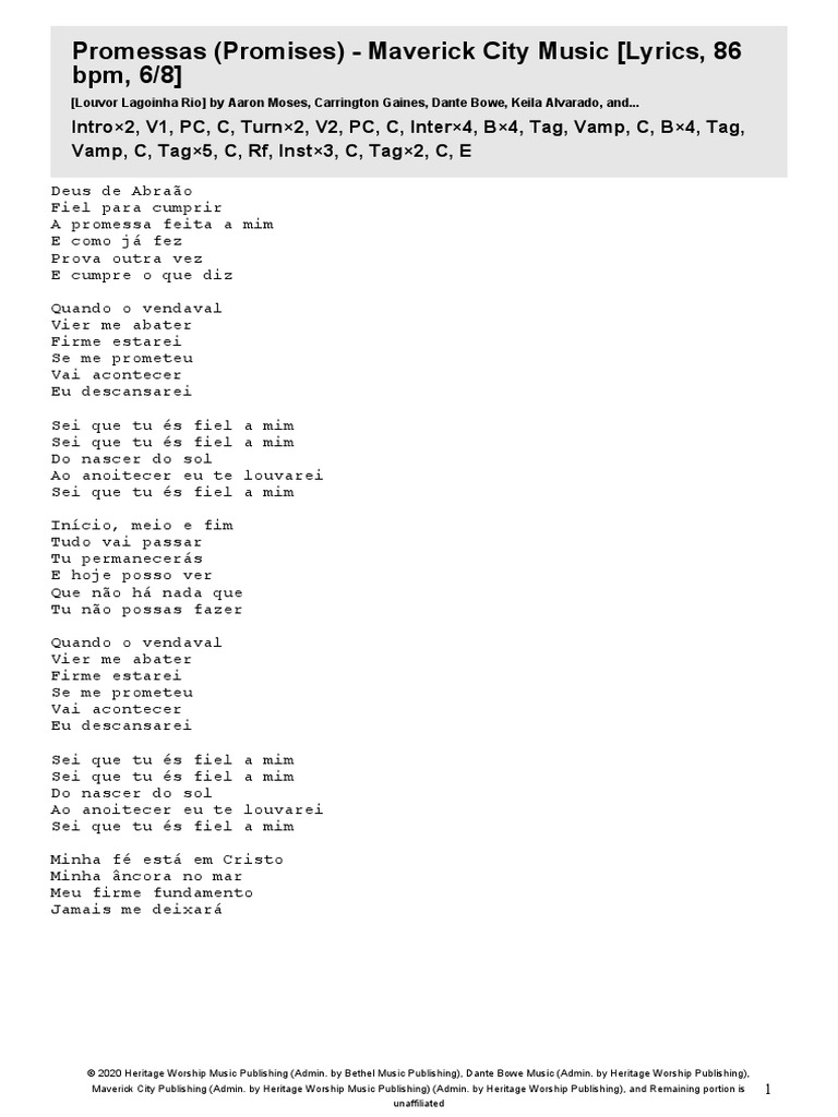 Promessas (Promises) Maverick City Music - Lyrics-8 | PDF
