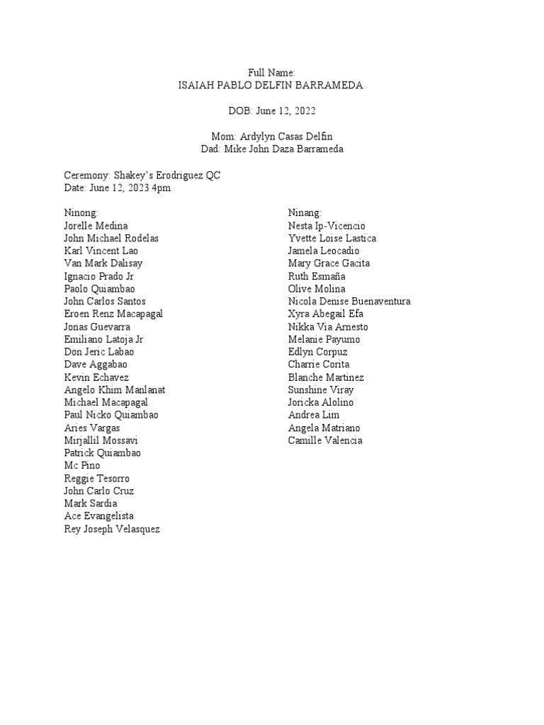 Child Dedication | PDF