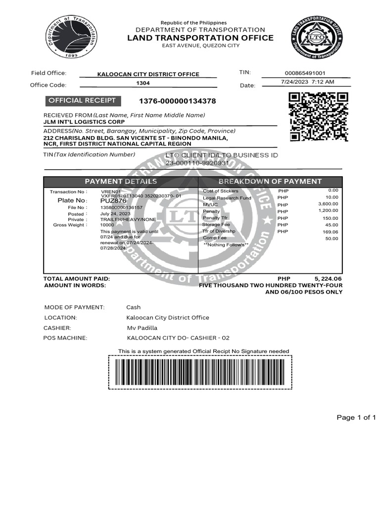 Official Receipt | Download Free PDF | Payments | Economies
