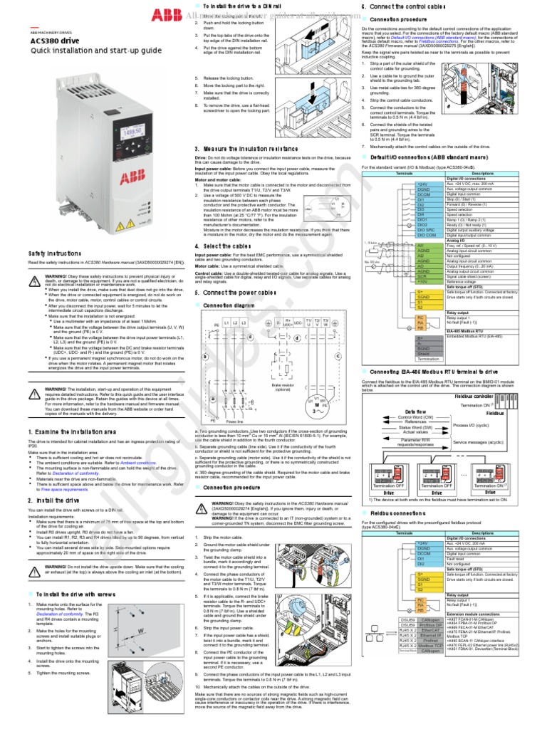 ACS380 Drive DIN Rail Installation Guide | PDF